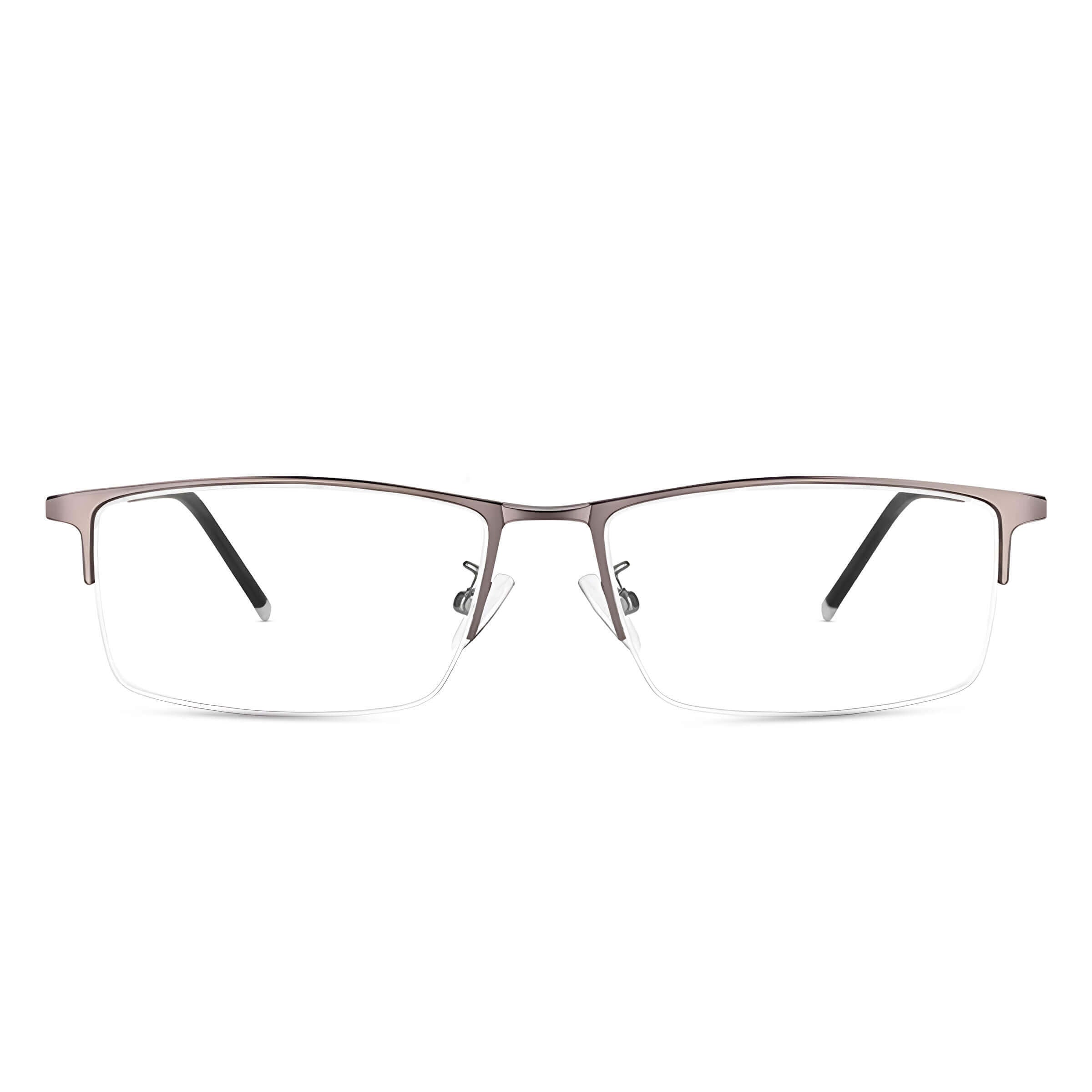 Rectangle Half-Rim Glasses – Metal Frame with Prescription & Non ...