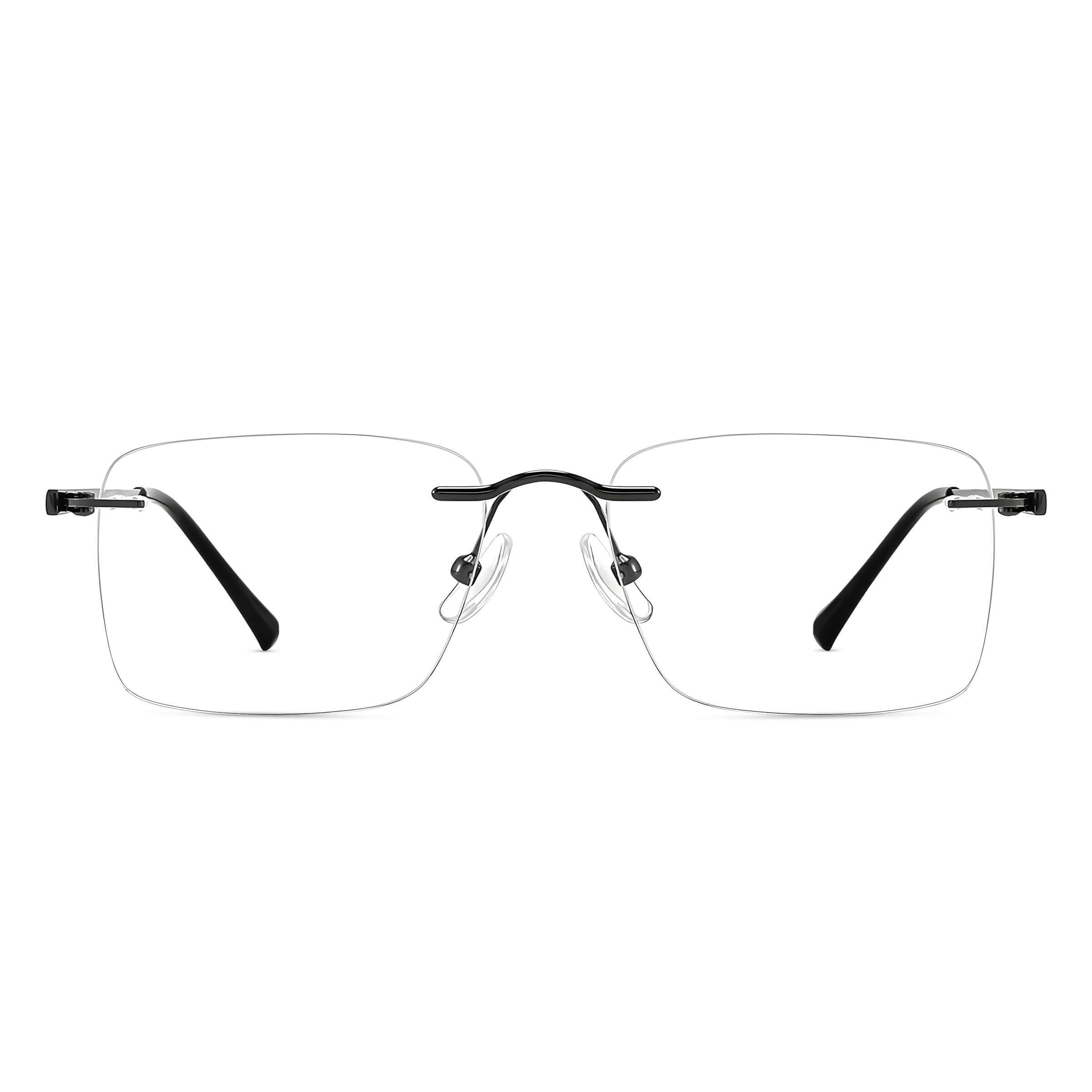 Rimless Rectangular Glasses - Durable Metal Frame with Prescription ...