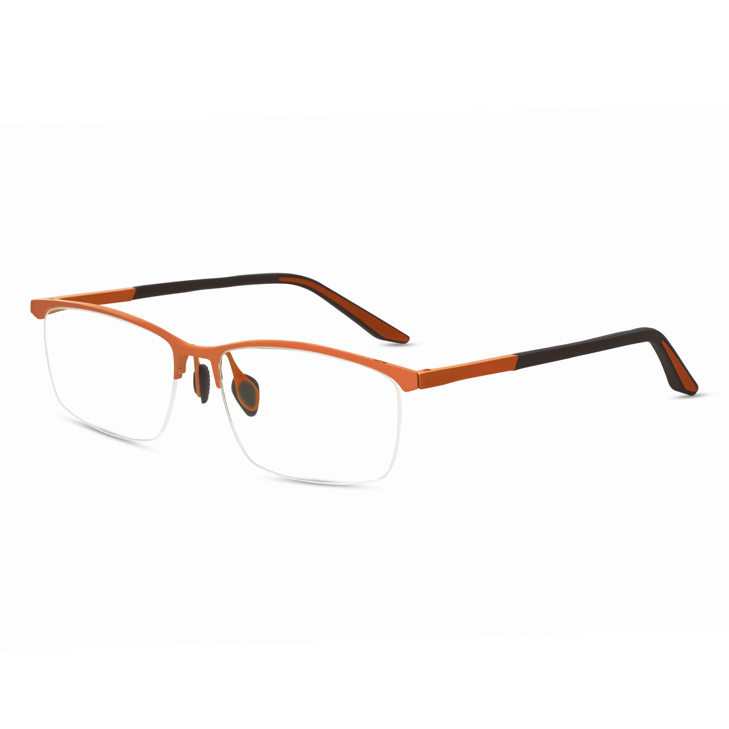 Titanium Rectangle Glasses – Half-Rim Design with Prescription & Non ...