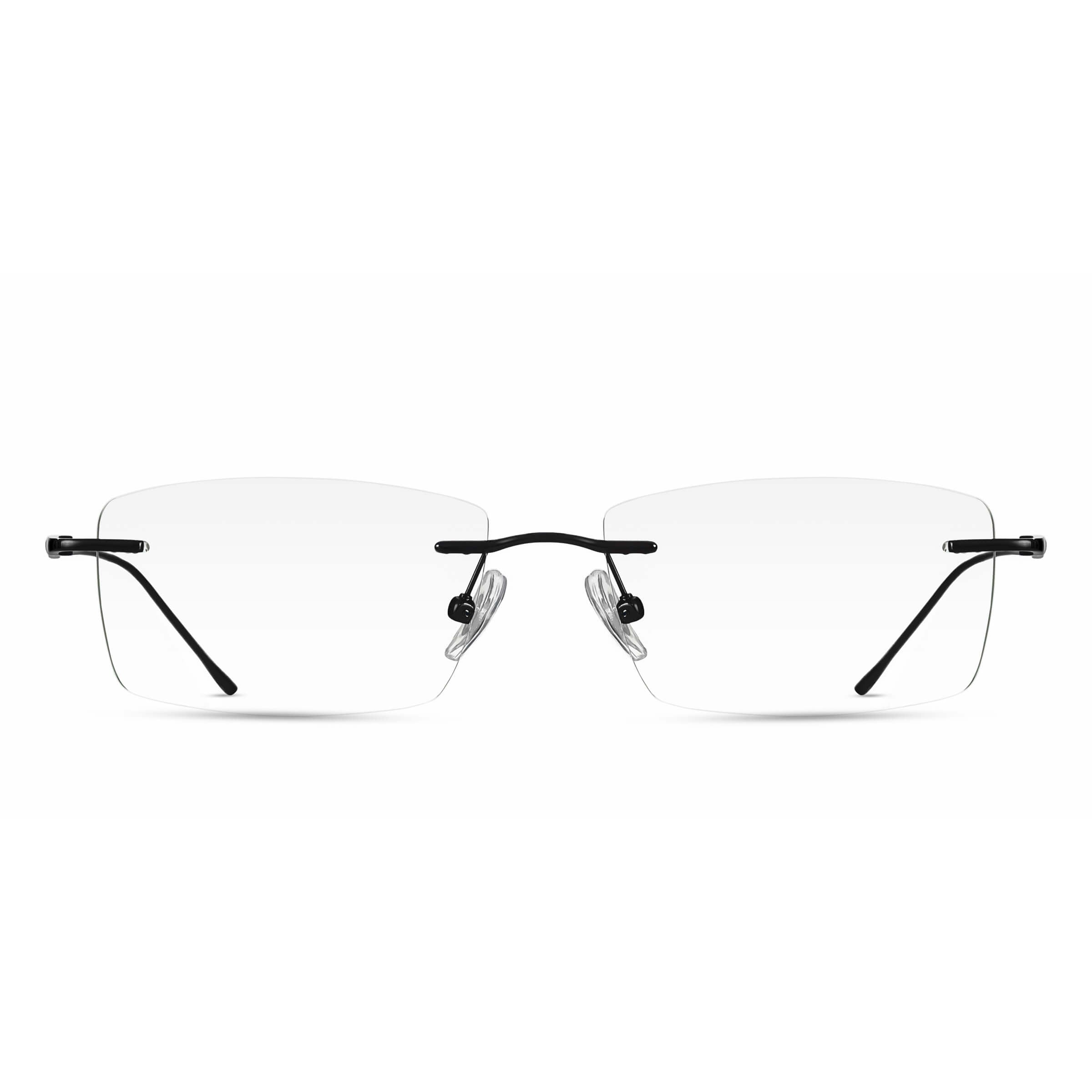 Rectangular Rimless Glasses | Titanium Frames with Clear & Rx Lenses